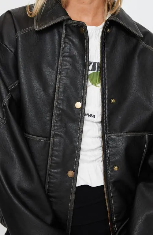 Princess Polly Jaxton Faux Leather Bomber Jacket