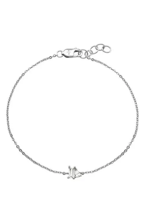 MADE BY MARY Toi Et Moi Bracelet With Emerald And Pear Cut Cubic Zirconia - Silver