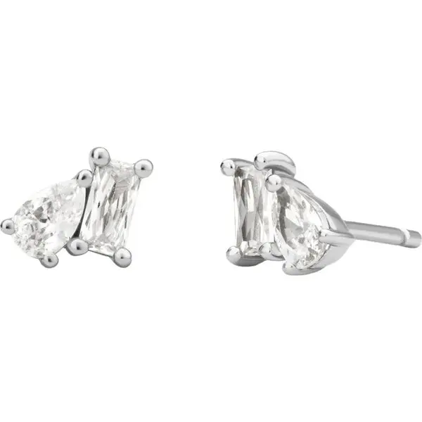 MADE BY MARY Toi Et Moi Stud Earrings - Silver