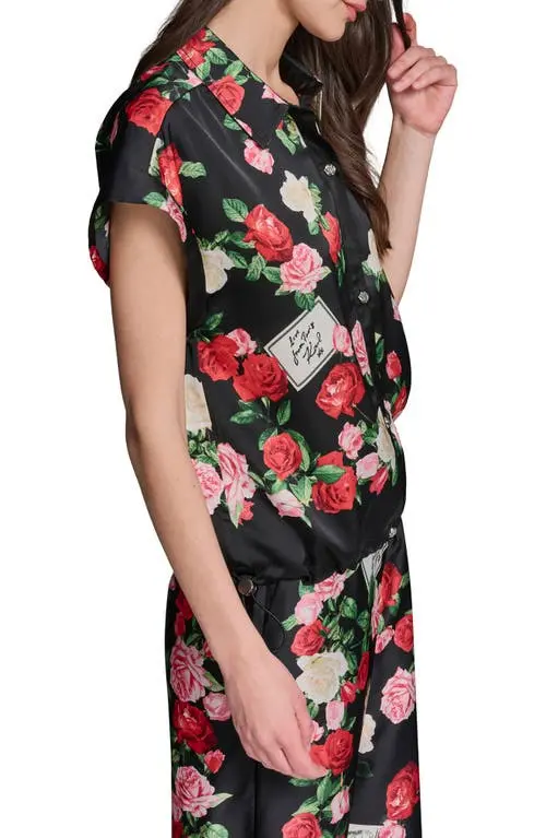Karl Lagerfeld Paris Rose Print Button-up Shirt