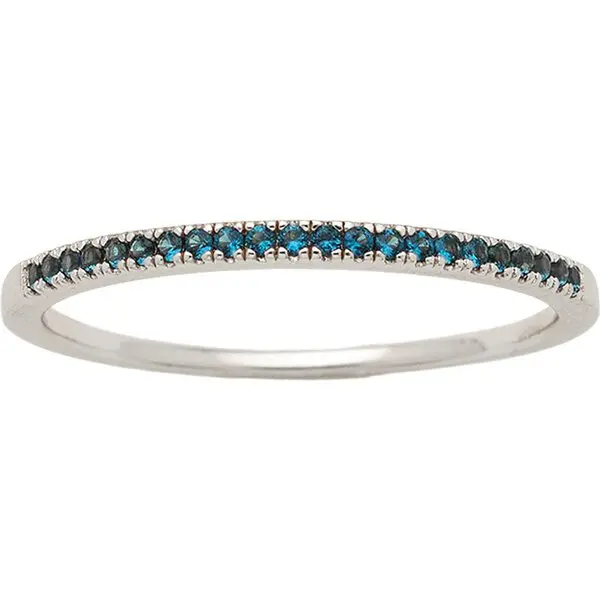 MADE BY MARY Birthstone Stacking Band Ring With Emerald Cubic Zirconia - Silver September