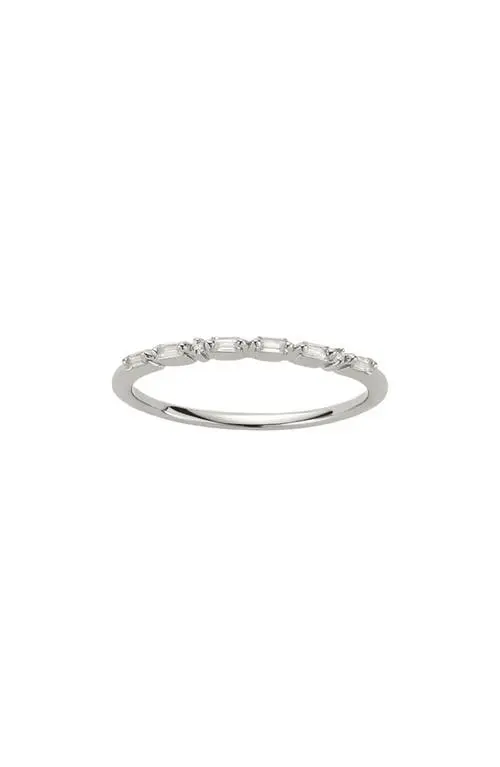 MADE BY MARY Baguette Cubic Zirconia Mama Morse Code Ring - Silver