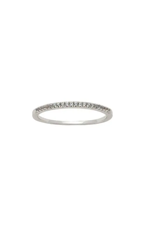 MADE BY MARY Emerald Cubic Zirconia Birthstone Stacking Ring - Silver March