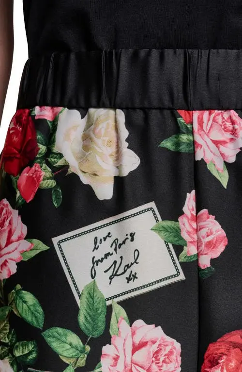 Karl Lagerfeld Paris Floral Satin Wide Leg Pants