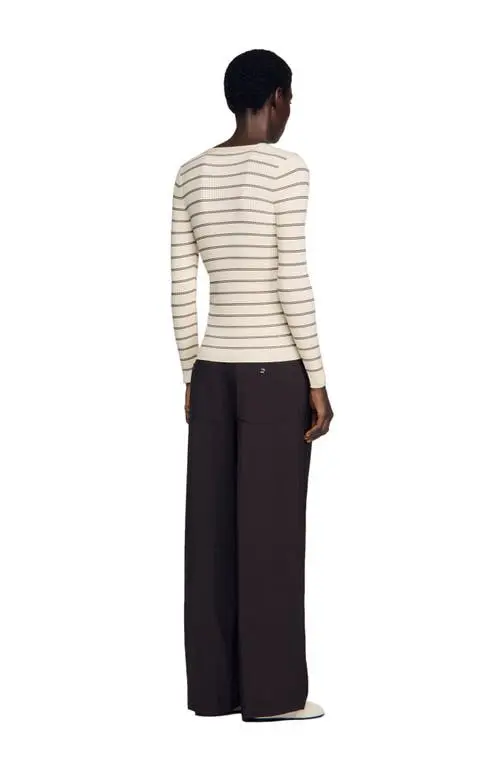 Sandro Striped Ribbed Cardigan