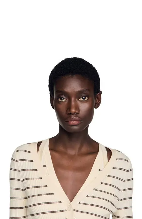 Sandro Striped Ribbed Cardigan