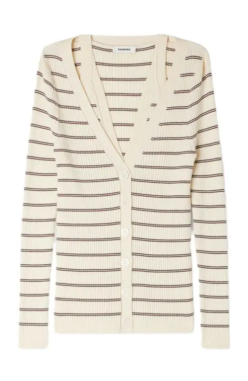 Sandro Striped Ribbed Cardigan