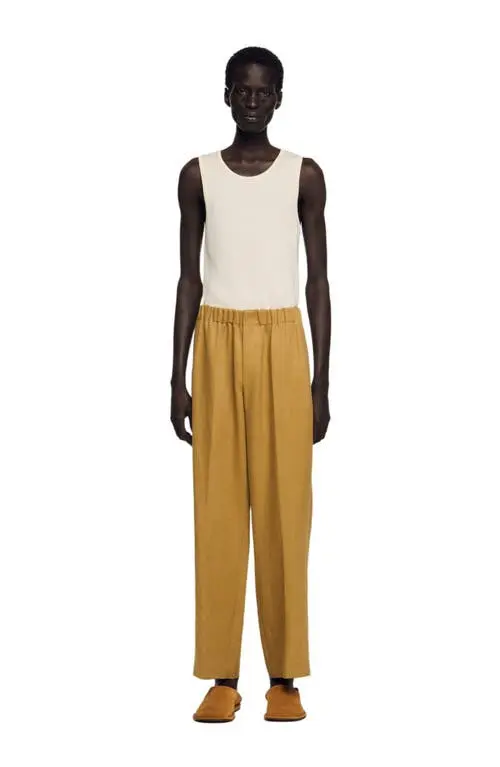 Sandro Wide-leg Elasticated Linen Trousers - Nut