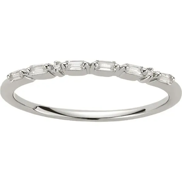 MADE BY MARY Mama Morse Code Ring With Cubic Zirconia Accents - Silver