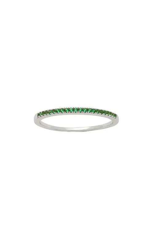 MADE BY MARY Emerald Cubic Zirconia Stacking Ring - Silver May