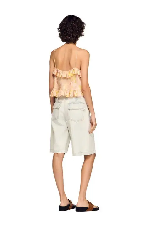 Sandro Flower Print Crop Top
