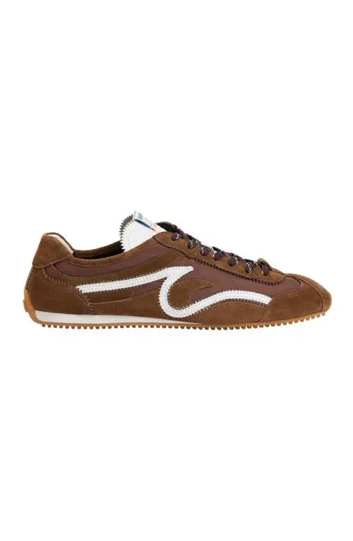 Sandro Light Wave Sneakers In Suede Leather - Brown