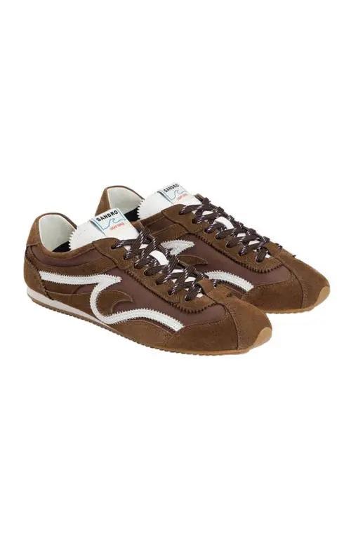 Sandro Light Wave Sneakers In Suede Leather