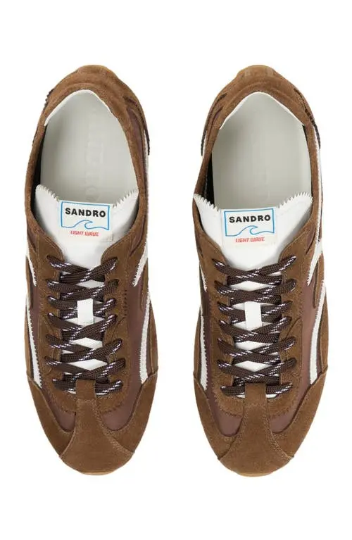 Sandro Light Wave Sneakers In Suede Leather