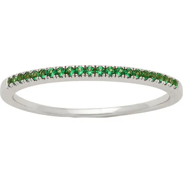 MADE BY MARY Emerald Birthstone Stacking Ring - Silver