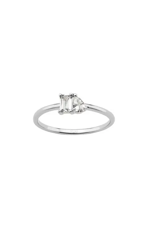 MADE BY MARY Toi Et Moi Emerald And Pear Cubic Zirconia Ring - Silver