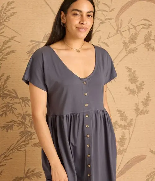 KNOWN SUPPLY Josie Button-up Organic Cotton Dress With Pockets - Lead