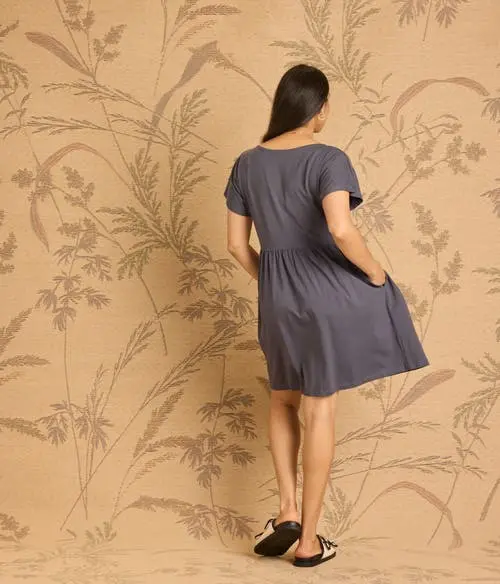 KNOWN SUPPLY Josie Button-up Organic Cotton Dress With Pockets - Lead