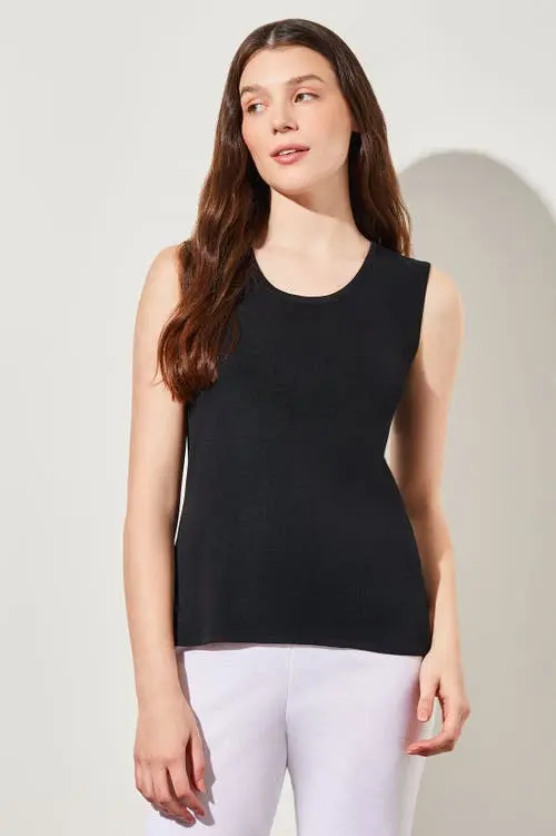 Ming Wang Mid-length Knit Tank - Black