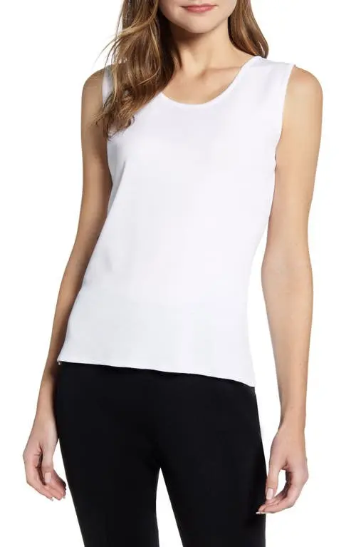 Ming Wang Scoop Neck Sweater Tank - White