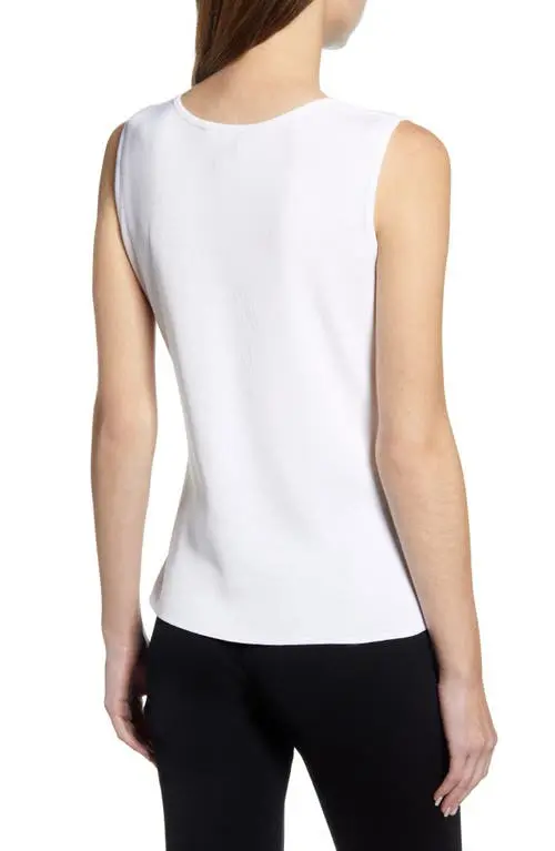 Ming Wang Scoop Neck Sweater Tank - White