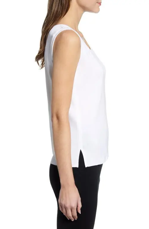 Ming Wang Scoop Neck Sweater Tank - White