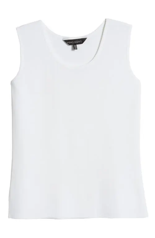 Ming Wang Scoop Neck Sweater Tank - White