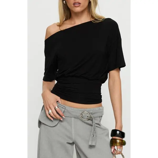 Princess Polly Ashlinn Off The Shoulder Drapey Top - Black