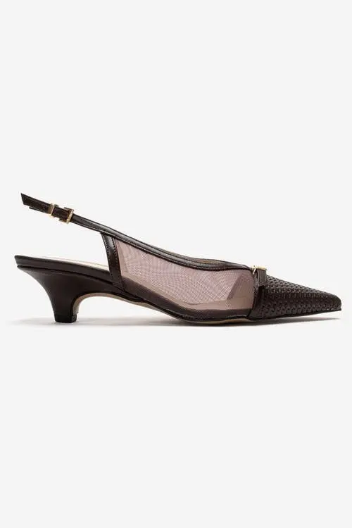 PROLOGUE SHOES Laviera Mesh Slingback Pump - Brown