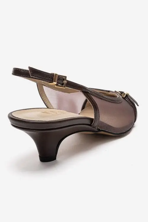PROLOGUE SHOES Laviera Mesh Slingback Pump - Brown