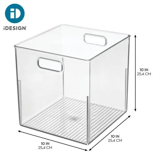 IDESIGN Linus Small Cube Storage Bin With Handles, Set Of 4