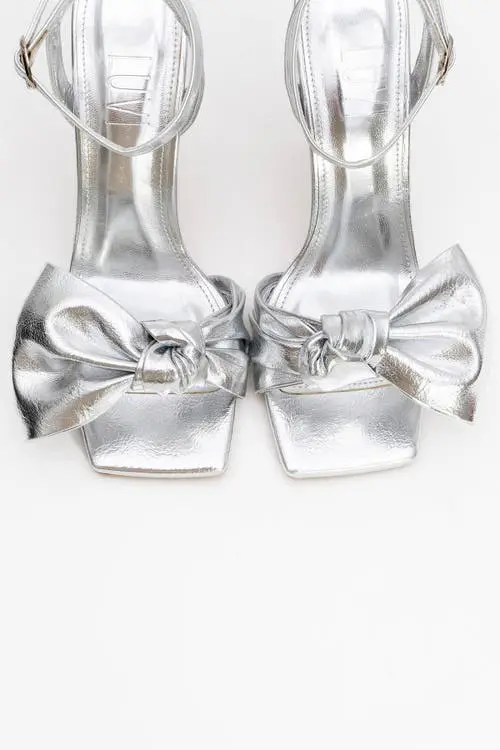 PROLOGUE SHOES Pila Ankle Strap Stiletto Sandal - Silver