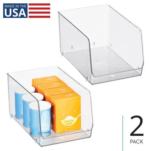IDESIGN Plastic Stackable Open Front Storage Bin, Easy Access Organizer For Pantry Or Cabinet