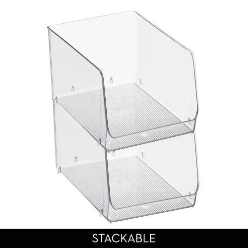 IDESIGN Plastic Stackable Open Front Storage Bin, Easy Access Organizer For Pantry Or Cabinet