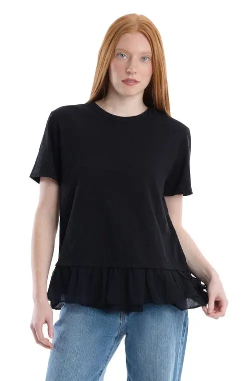 Wilt Short Sleeve Mixed Media Tee - Black