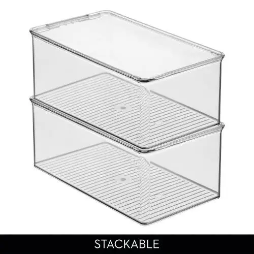 IDESIGN Stackable Shoe Box With Hinged Lid For Wedges, Sandals