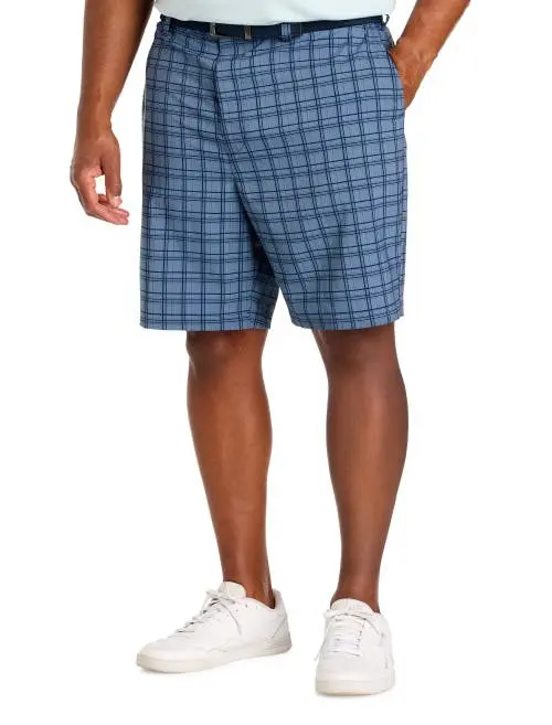 REEBOK Big & Tall Plaid Tech Golf Shorts - Vector Navy