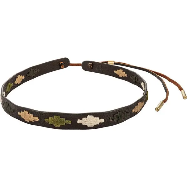 PAMPEANO Diamond Pattern Leather Hat Band - Brown/beige/cream