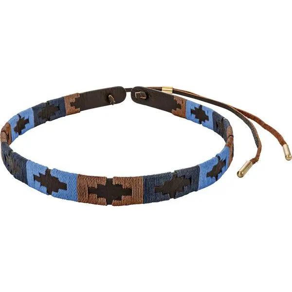 PAMPEANO Leather Hat Banddiamond Pattern - Brown/blue