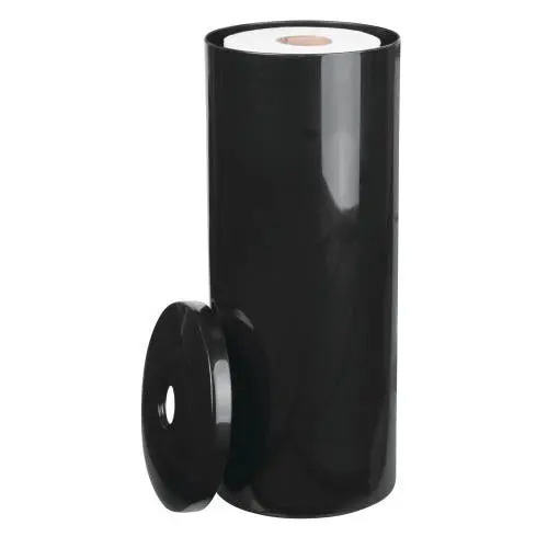 IDESIGN Freestanding Toilet Paper Canister With Lid For 3 Extra Rolls