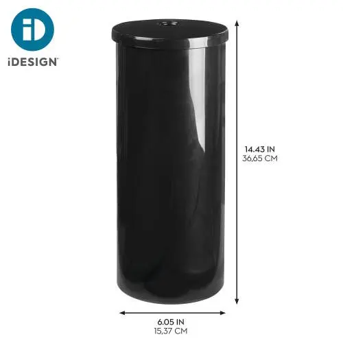 IDESIGN Freestanding Toilet Paper Canister With Lid For 3 Extra Rolls