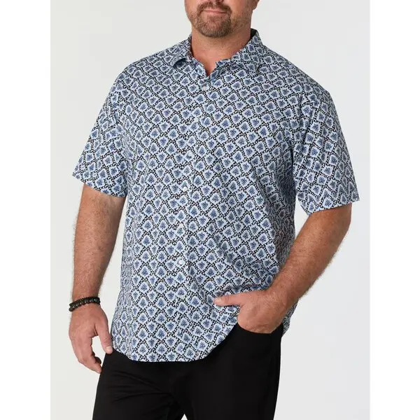 SYNRGY BY DXL Big & Tall Abstract Print Sport Shirt - Blue