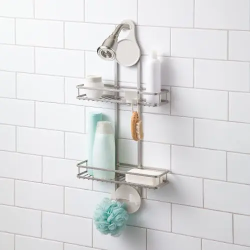 IDESIGN Hanging Shower Caddy With Accessory Hooks
