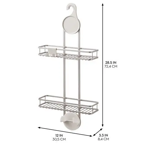 IDESIGN Hanging Shower Caddy With Accessory Hooks