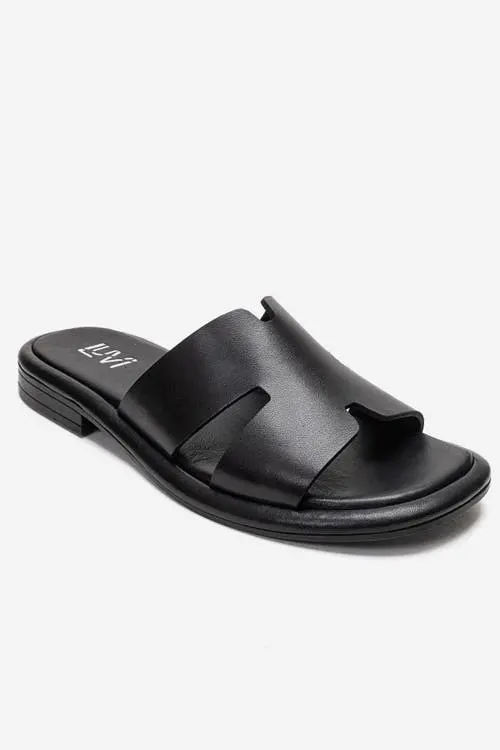 FOREVER & ALWAYS SHOES Brio Leather Slide - Black