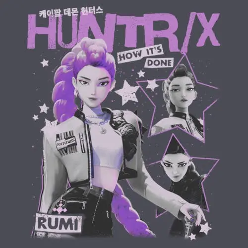 KPOP DEMON HUNTERS Pop Star Huntrix Rumi Graphic Mineral Wash Pullover Hoodie