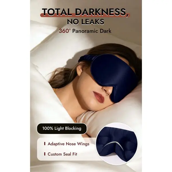 SILKSILKY 22 Momme Pure Silk 3d Adjustable Eye Mask - Darkblue