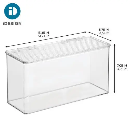 IDESIGN Plastic Stackable Hinged-lid Pantry Or Kitchen Storage Boxset Of 4