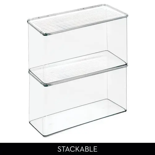 IDESIGN Plastic Stackable Hinged-lid Pantry Or Kitchen Storage Boxset Of 4