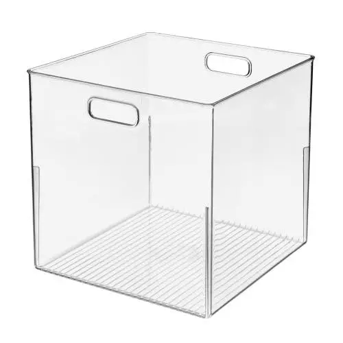 IDESIGN Large Linus Plastic Storage Bin With Handles - Clear